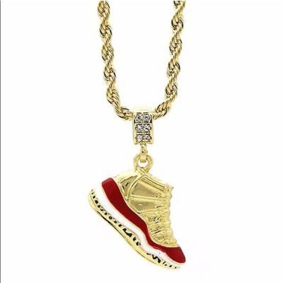 Accessories | 14kgold Retro Shoe Pendant Cherry Red Rope Chain | Poshmark